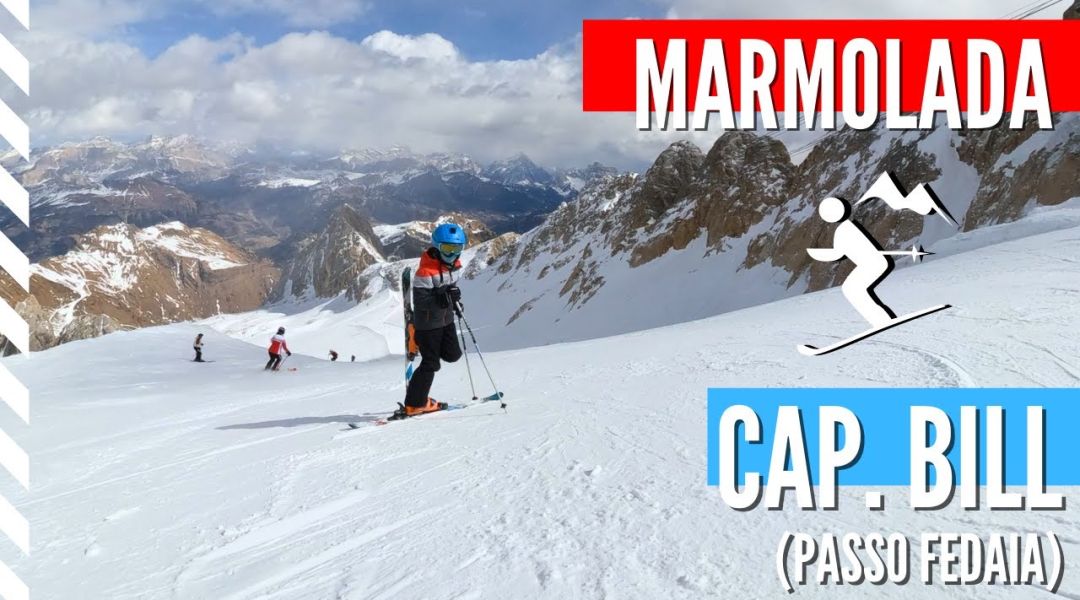 Marmolada glacier ski slope from Punta Rocca (3265 m.) to Capanna Bill ...