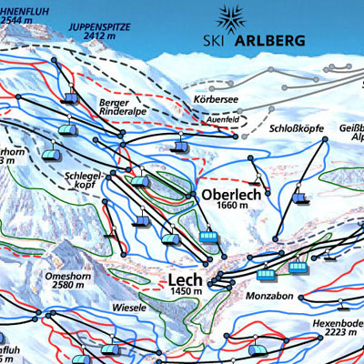 Cartina Piste e Impianti Lech am Arlberg