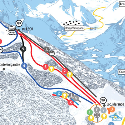 Cartina Piste e Impianti Lagorai