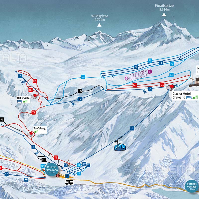 Cartina Piste e Impianti Val Senales