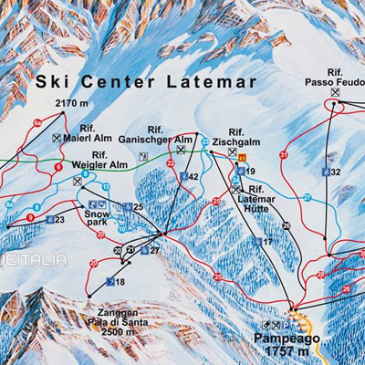 Cartina Piste e Impianti Ski Center Latemar