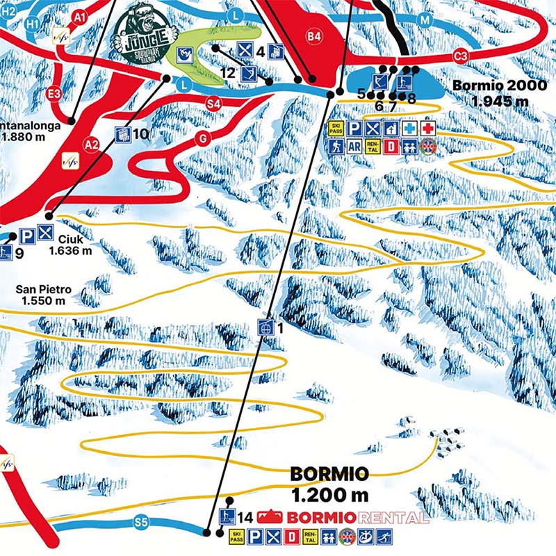 Cartina Piste e Impianti Bormio