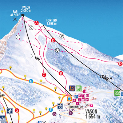 Cartina Piste e Impianti Monte Bondone